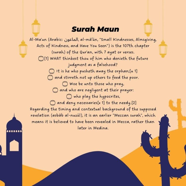 Surah Maun: Its Lessons and Interpretation – Quran For kids